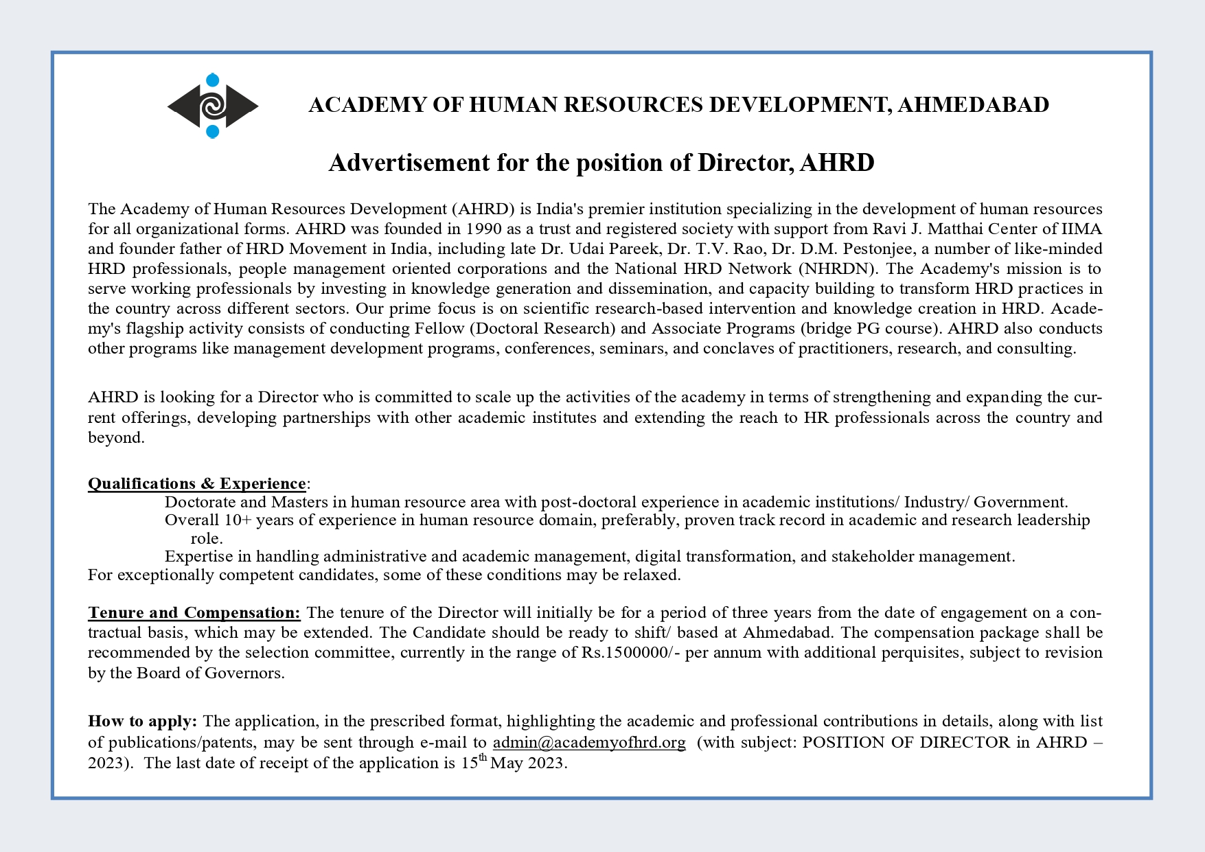 Academy of Human Resource Development - Ahmedabad